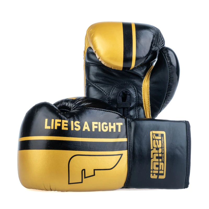 Fighter Boxing Gloves Competition - black/gold, FBGF-002GL – Fighters ...