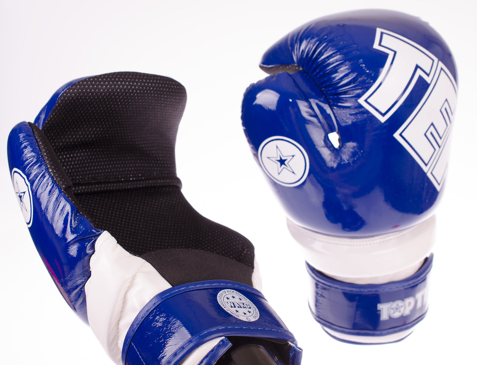 TOP TEN WAKO Glossy Blue/White Pointfighter Open-Hand Gloves, 21656-6